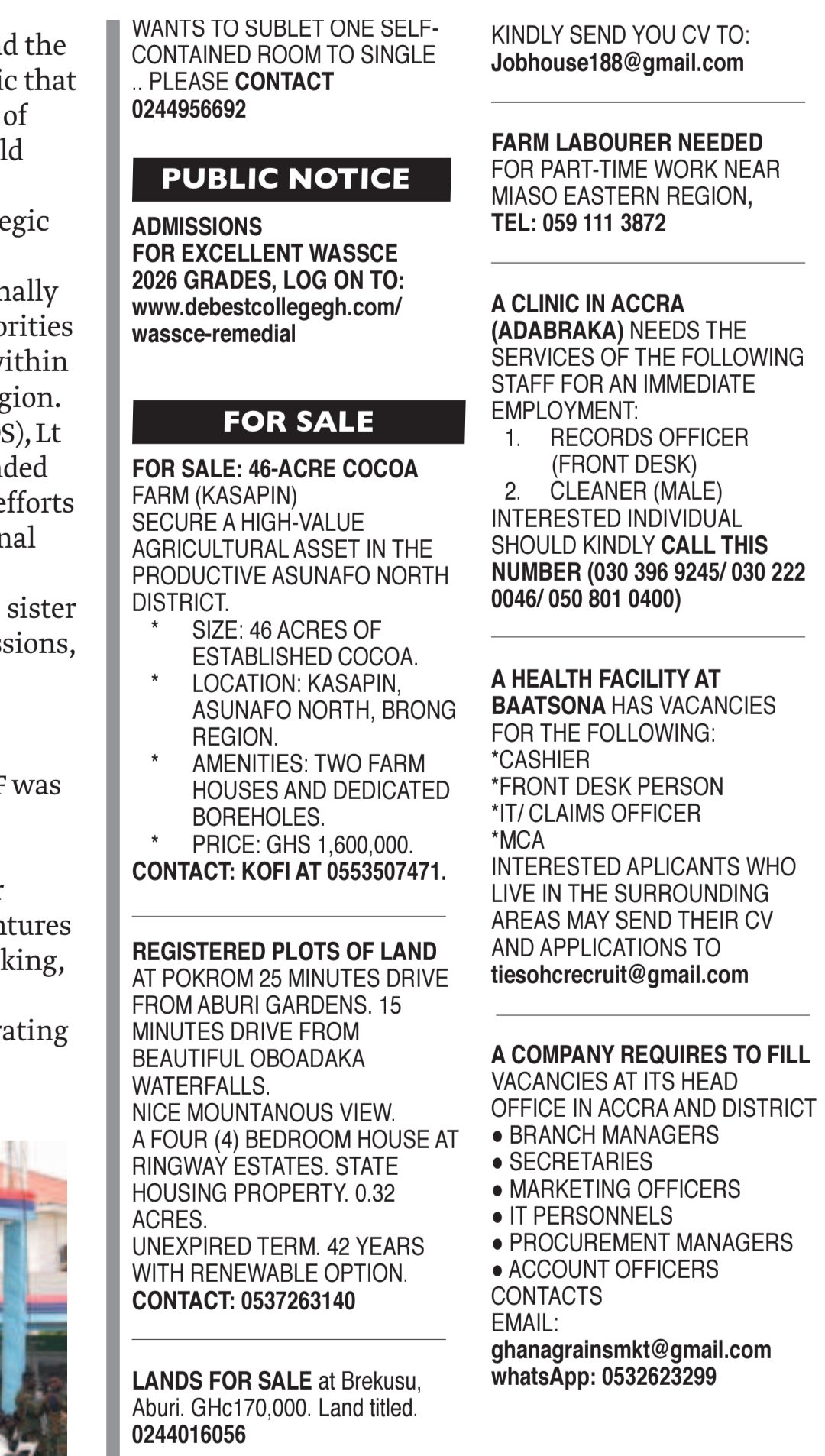 Tuesday: Advertised Jobs In Newspapers Today